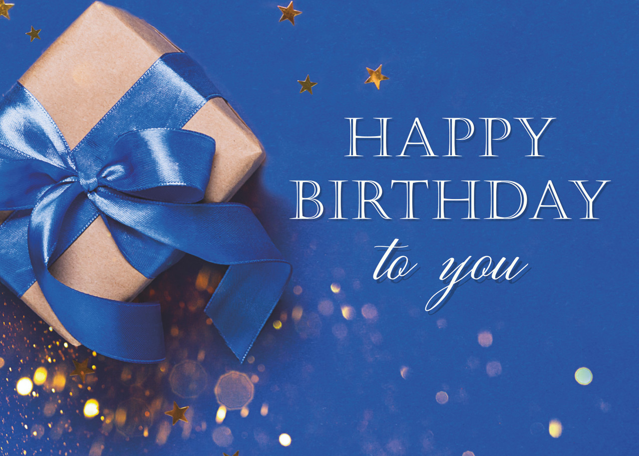 Blue Confetti Present | Wall Street Greetings