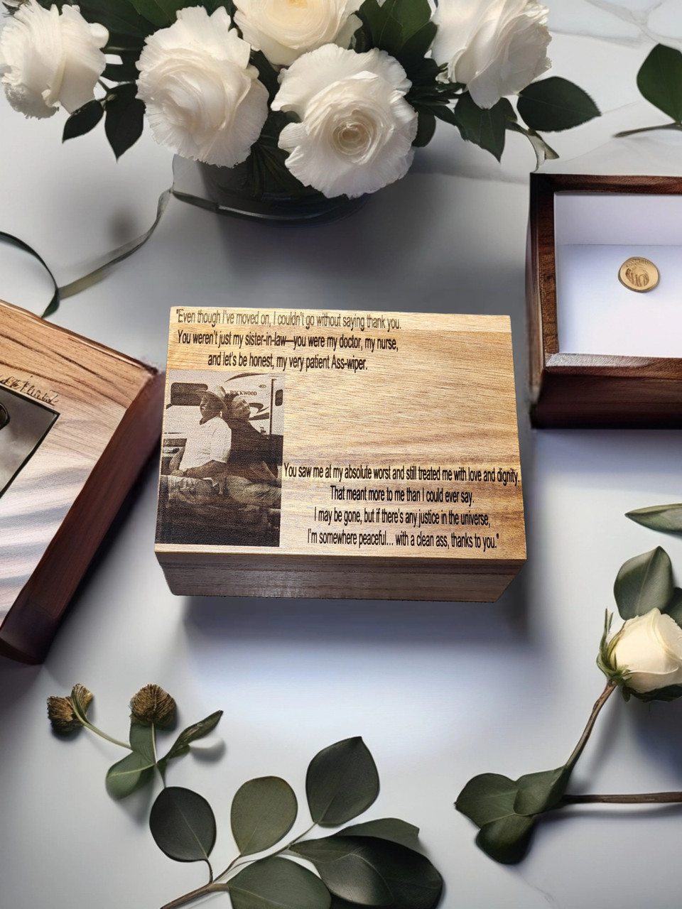 Custom 3x5 Acacia Wood Keepsake Box | Small Personalized Memory Box