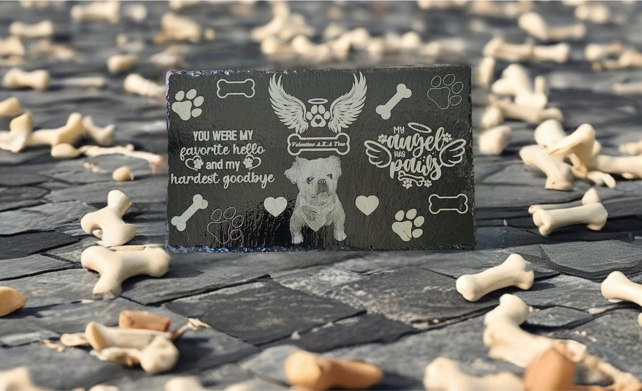 Custom Stone Slate Memorials | Laser Engraved | 4x4, 10x8, 12x12 Sizes