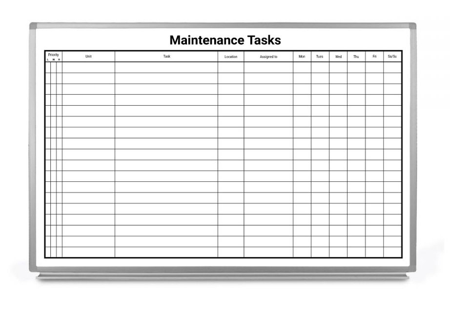 Maintenance Tasks Whiteboard