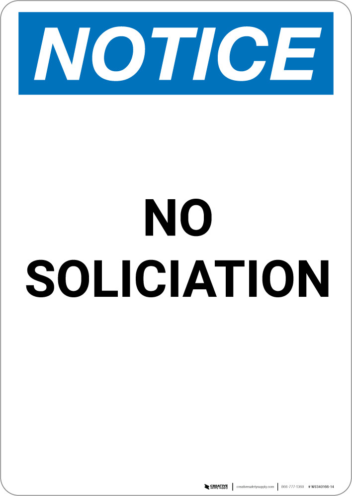 Notice: No Solicitation - Portrait Wall Sign | 5S Today