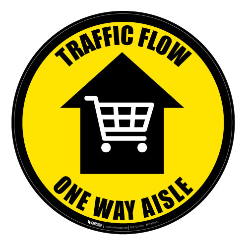 Traffic Flow - One Way Aisle - Yellow - Floor Sign | 5S Today