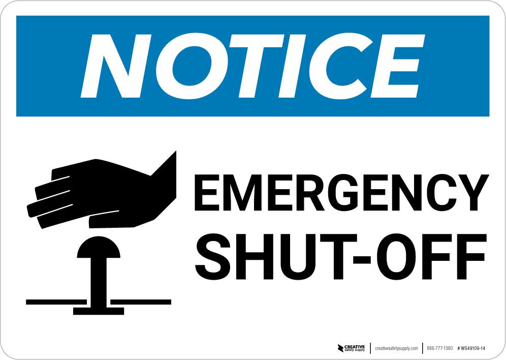 Notice: Emergency Shut-off with Switch Icon Landscape | 5S Today