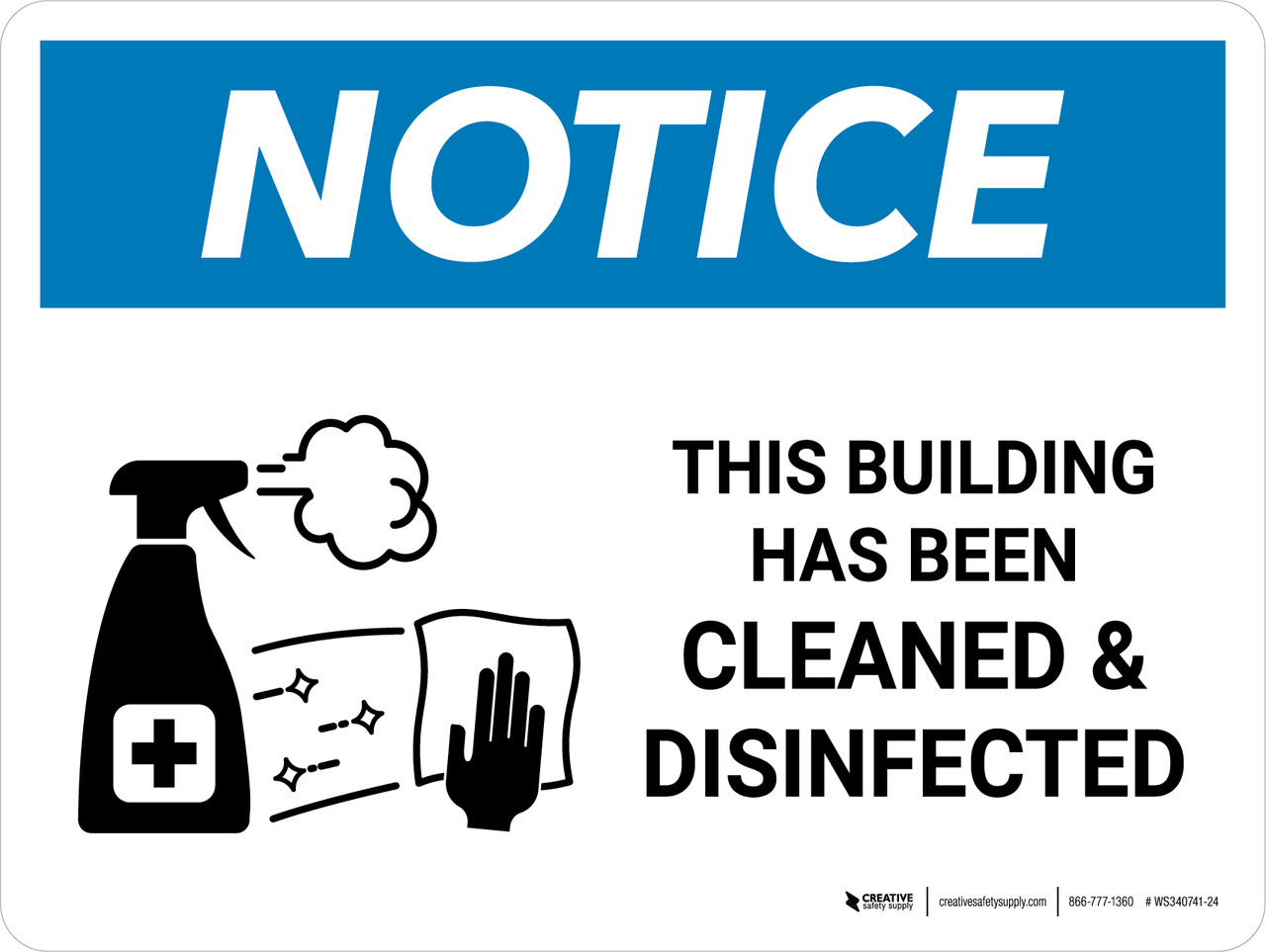 Notice: This Building Has Been Cleaned And Disinfected with Icon ...