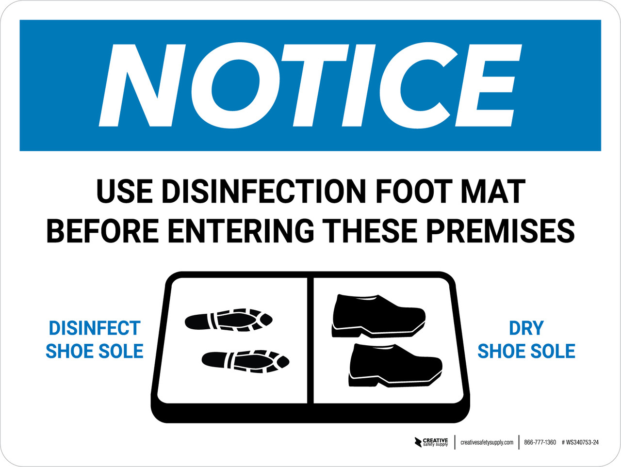 Notice Use Disinfection Foot Mat Before Entering with Icon Landscape ...