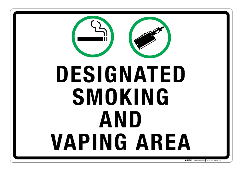 Designated Smoking and Vaping Area - Wall Sign | 5S Today