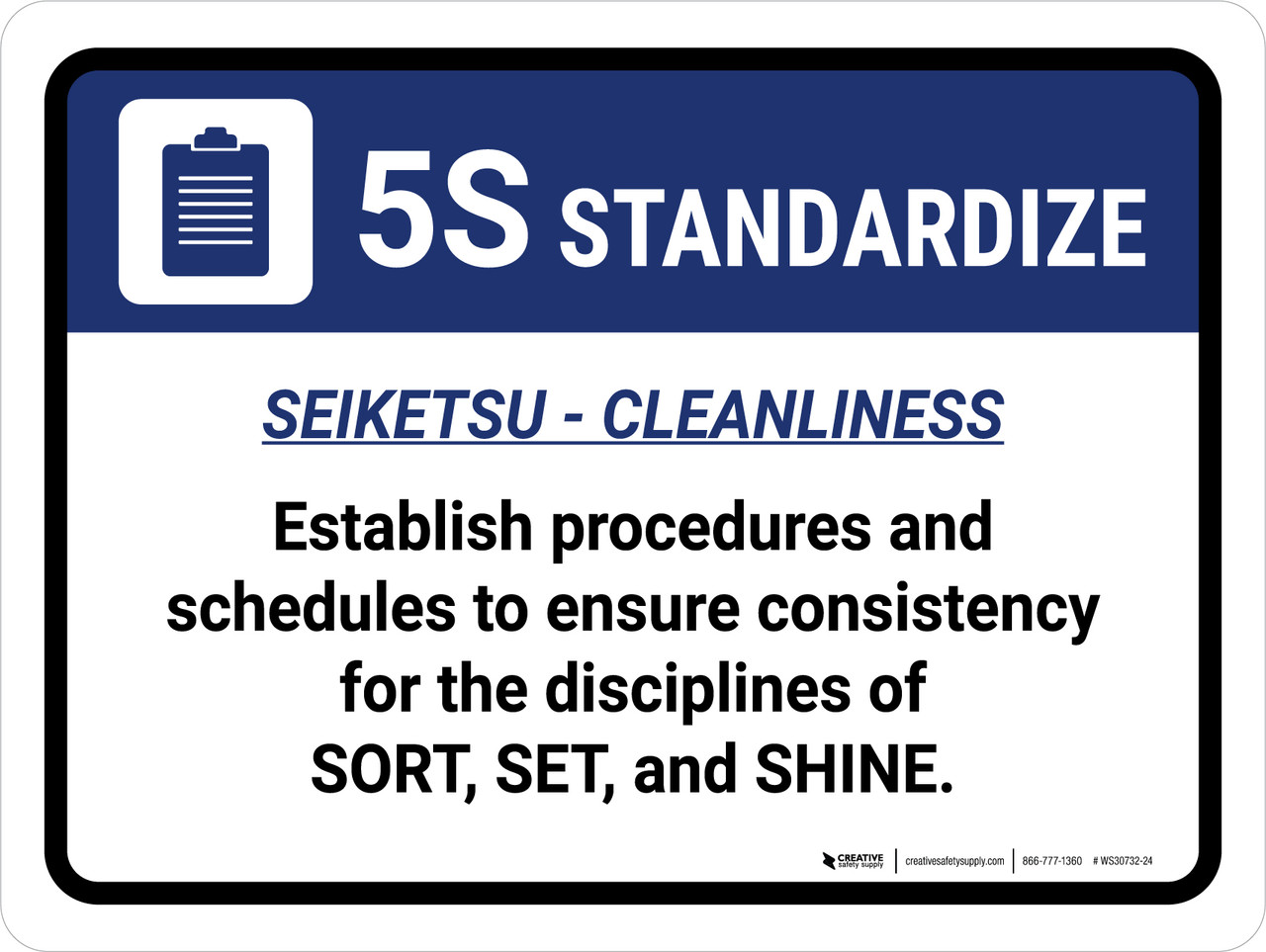 5S Standardize Landscape - Wall Sign