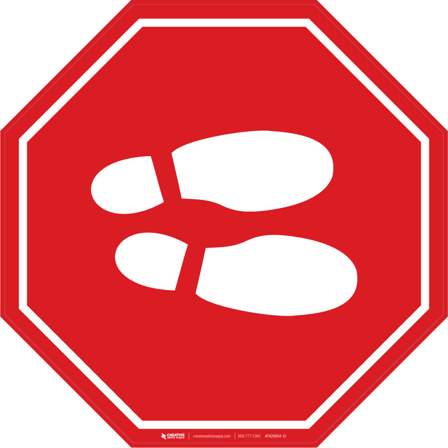 Shoe Print Right Red Stop v2 - Floor Sign | 5S Today