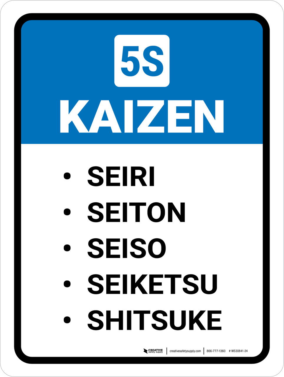 5S KAIZEN Portrait - Wall Sign | 5SToday.com
