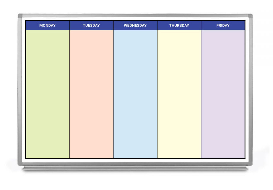 Monday - Friday Schedule with Color Whiteboard | 5SToday.com