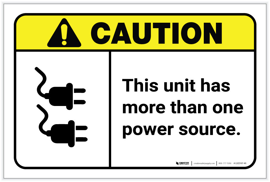 Caution: This Unit Has More Than One Power Source ANSI Landscape - Label