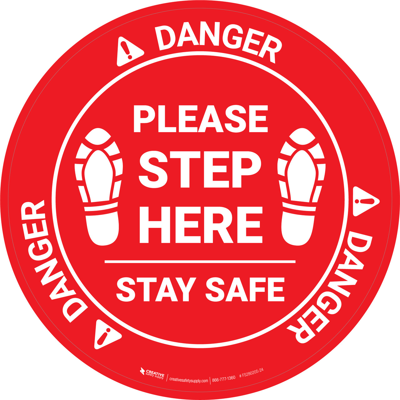 Danger: Please Step Here Stay Safe Shoe Prints OSHA Circular - Floor ...