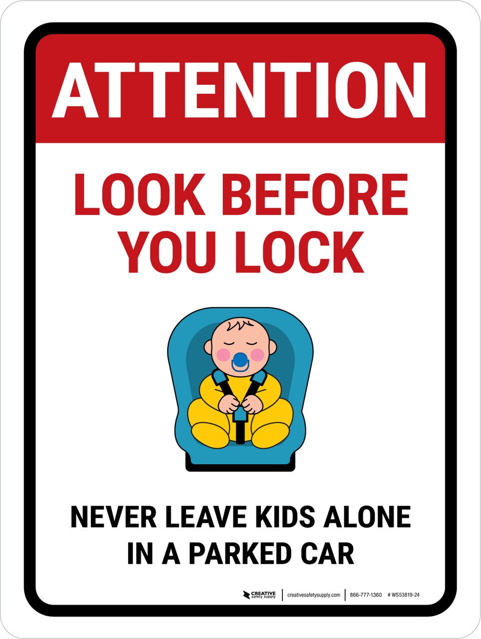 Attention Look Before You Lock Portrait - Wall Sign | 5SToday.com