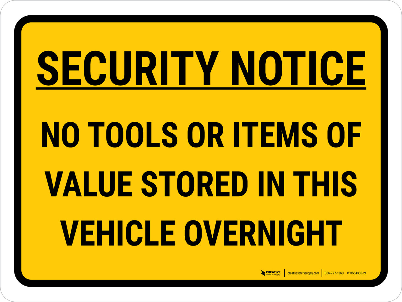 Security Notice Landscape - Wall Sign