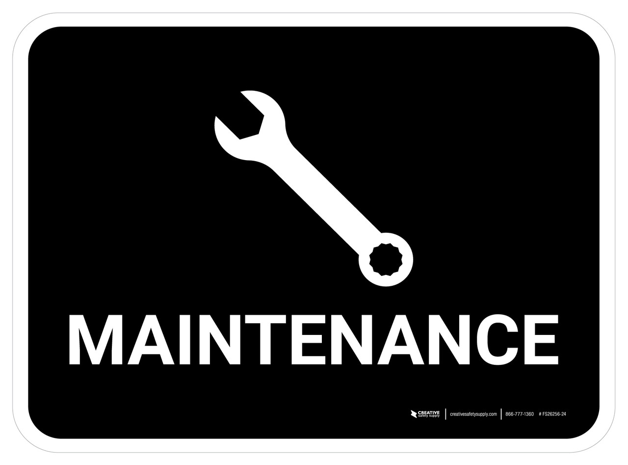 Maintenance Black Rectangular - Floor Sign | 5SToday.com