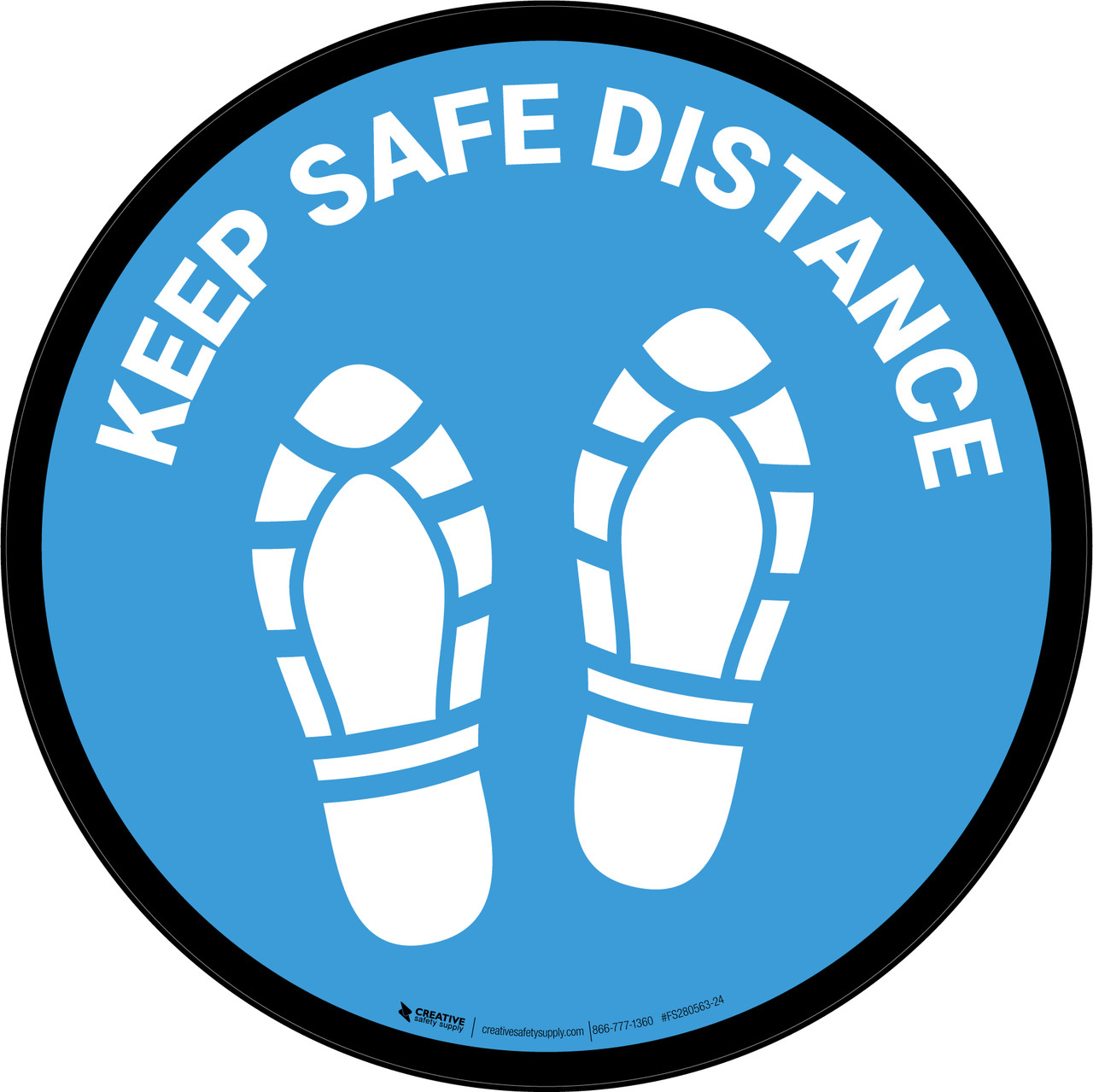 Keep Safe Distance Shoe Prints Blue Circular - Floor Sign | 5S Today