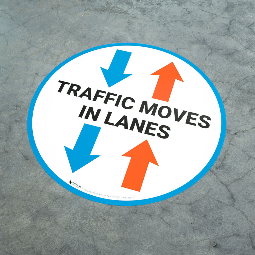Traffic Moves In Lanes - Large Arrows - Floor Sign | 5S Today
