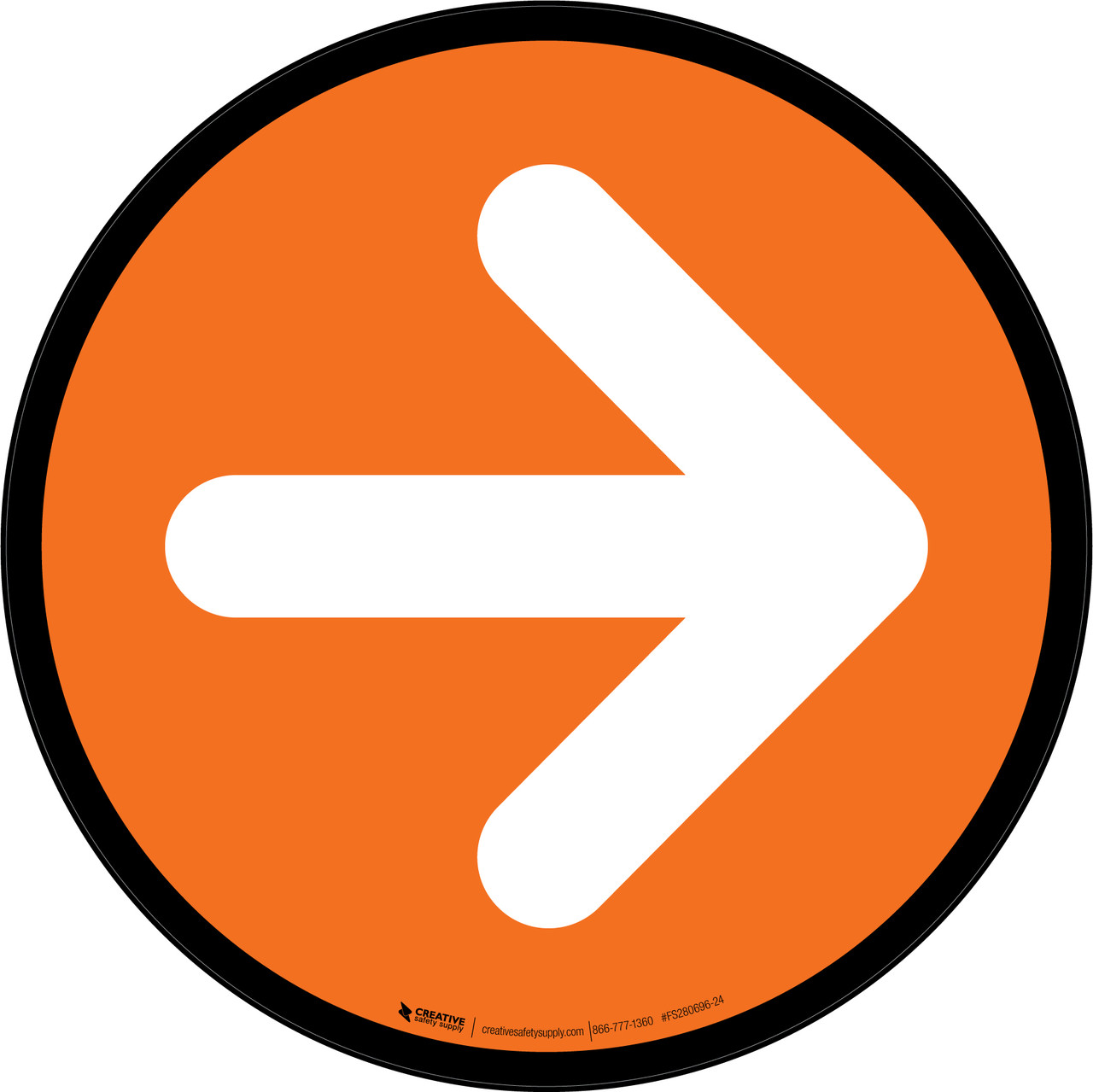 Right Arrow Orange Circular - Floor Sign | 5S Today