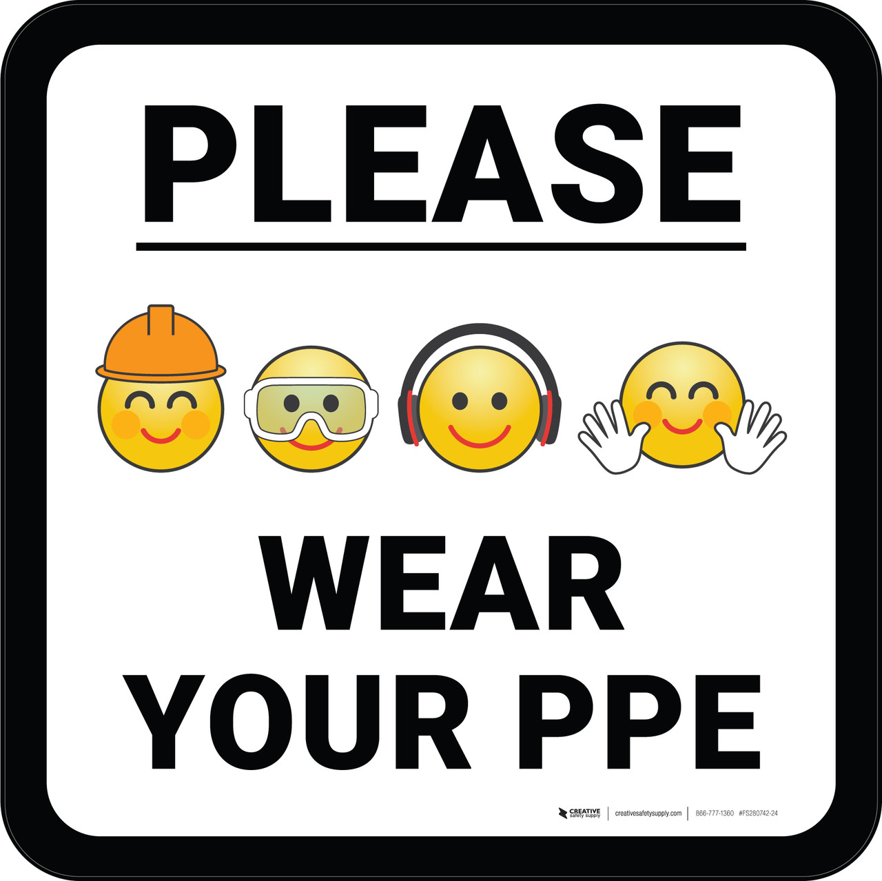 Please Wear Your PPE Multiple Icons - Floor Sign | 5S Today