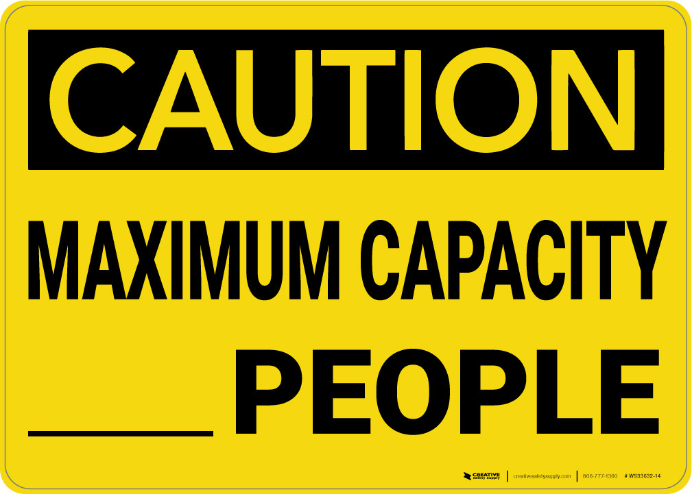Caution: Maximum Capacity People - Wall Sign | 5S Today
