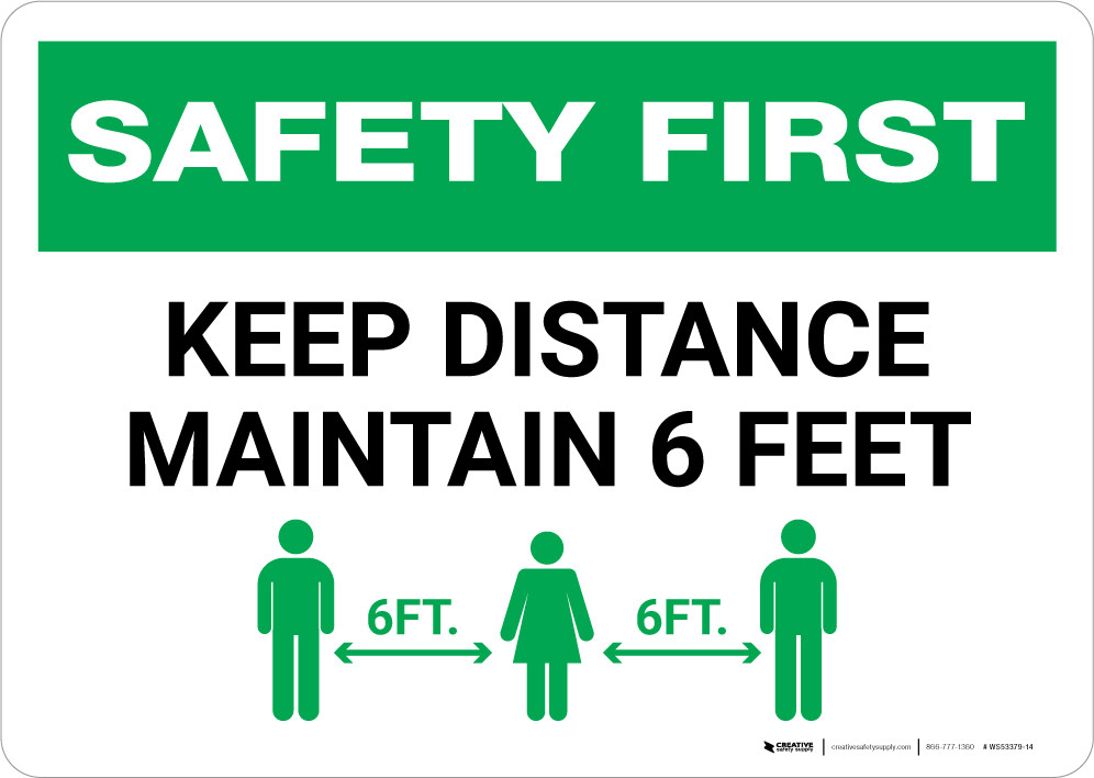 Safety First: Keep Distance Maintain 6ft with Icon Landscape - Wall ...