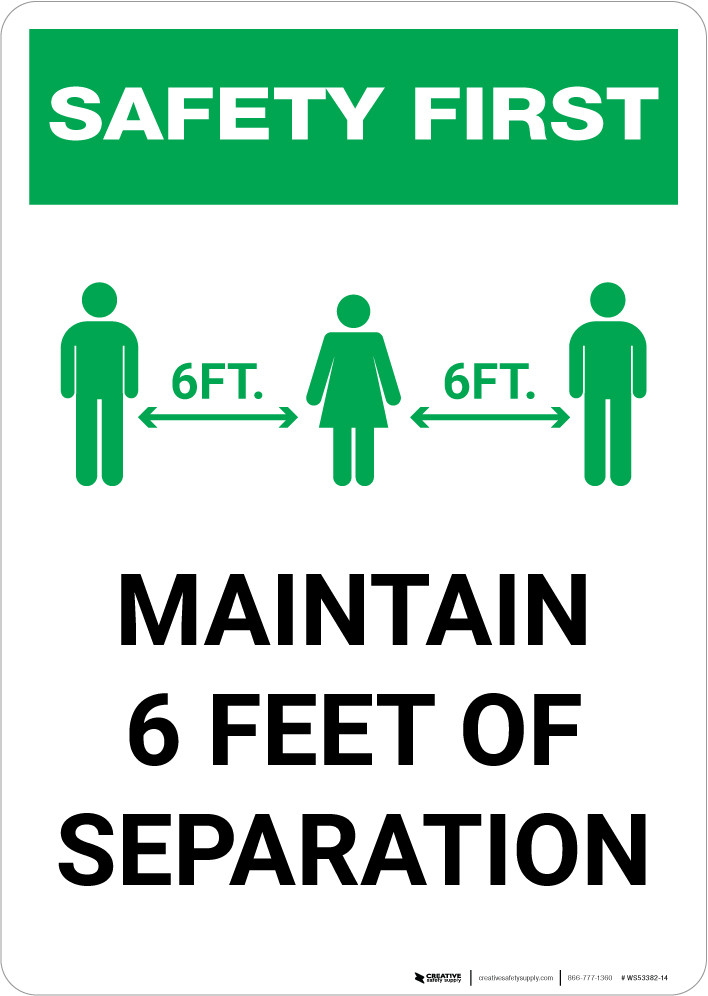 Safety First: Maintain 6 Feet of Separation with Icon Portrait - Wall ...
