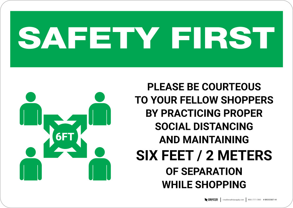Safety First: Please Be Courteous Social Distancing with Icon Landscape ...