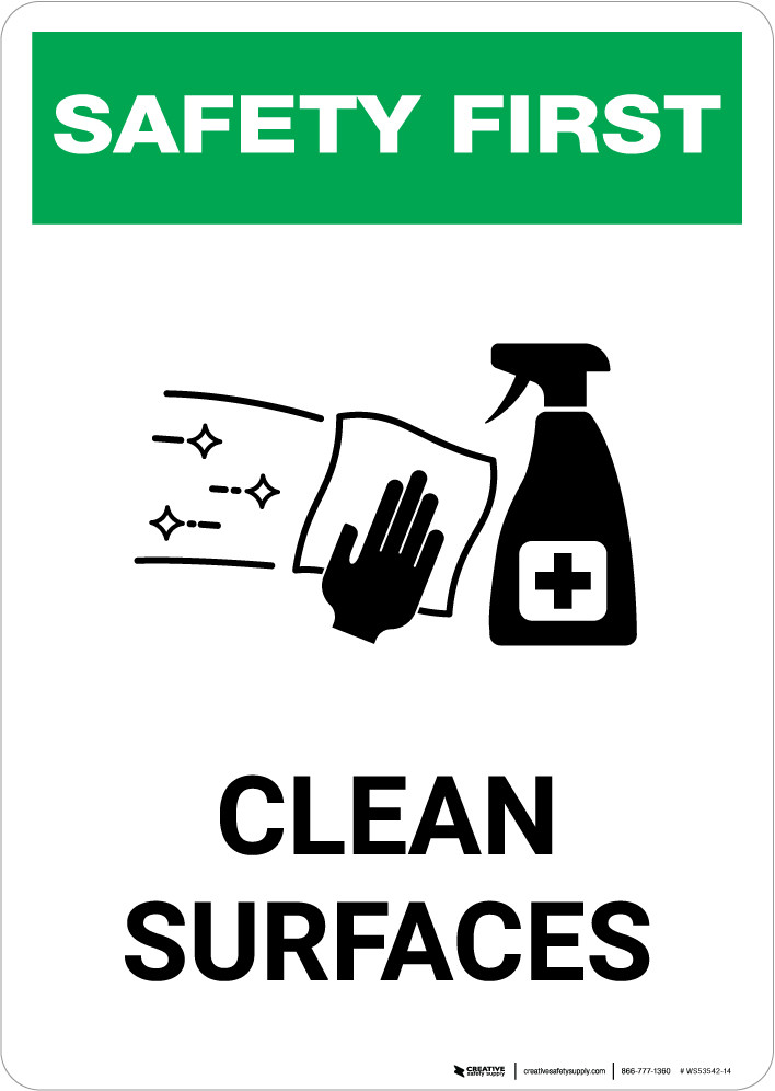 Safety First: Clean Surfaces with Icon Portrait - Wall Sign | 5S Today