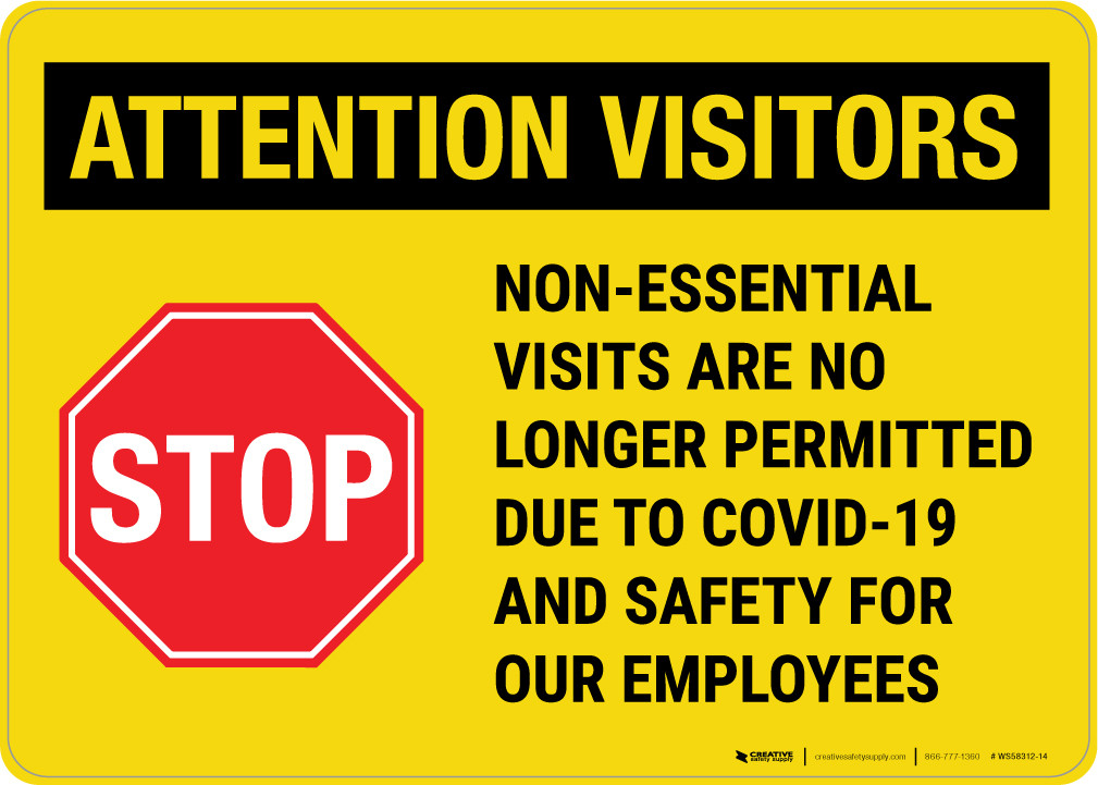 Attention Visitors - Non-Essential Visits Landscape - Wall Sign | 5S Today