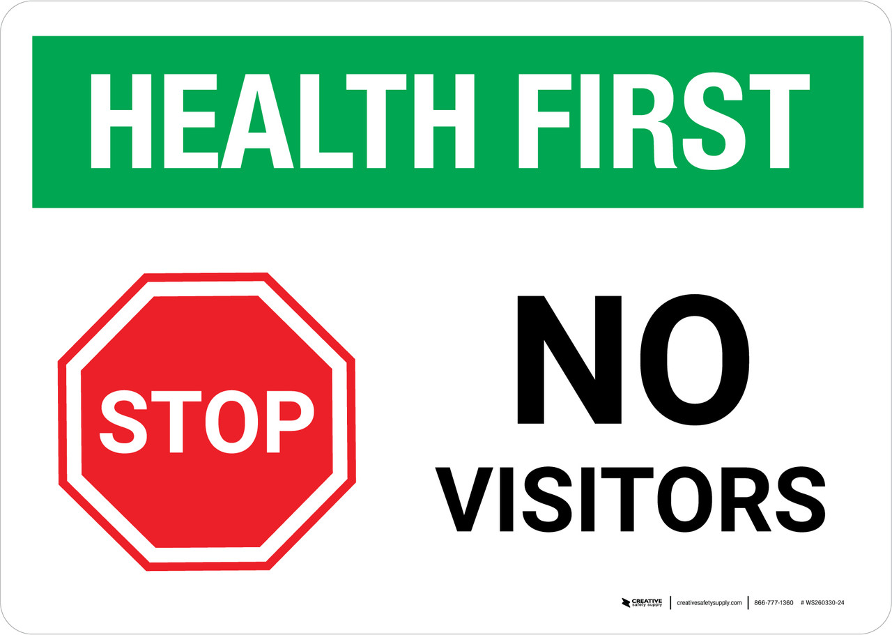 Health First: Stop No Visitors with Icon Landscape - Wall Sign | 5S Today