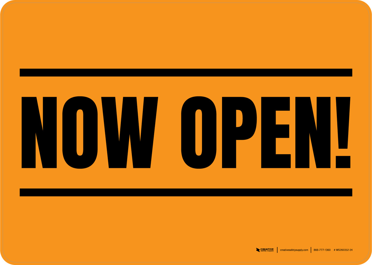 Now Open! Orange/Black Landscape - Wall Sign | 5S Today
