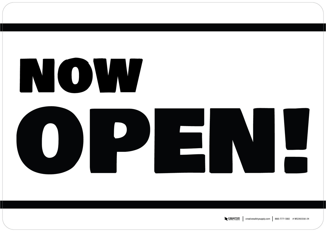 Now Open! White/Black Landscape - Wall Sign | 5S Today