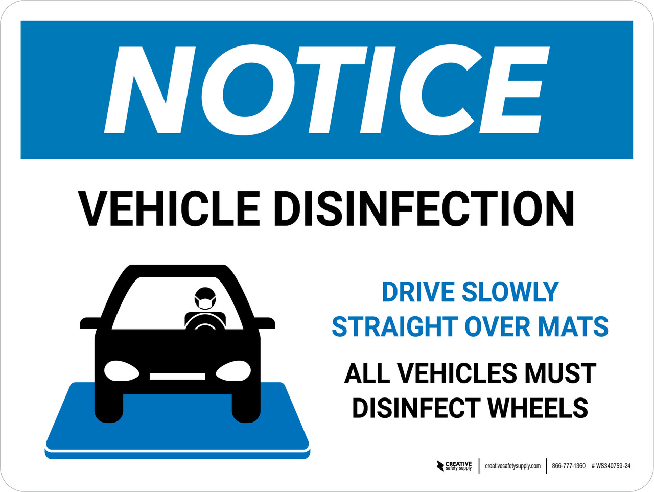 Notice Vehicle Disinfection with Icon Landscape - Wall Sign | 5S Today