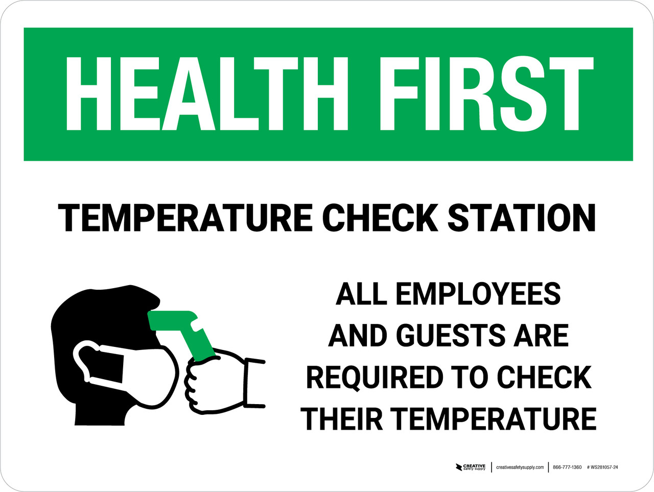 Health First: Temperature Check Station with Icon Landscape - Wall Sign ...