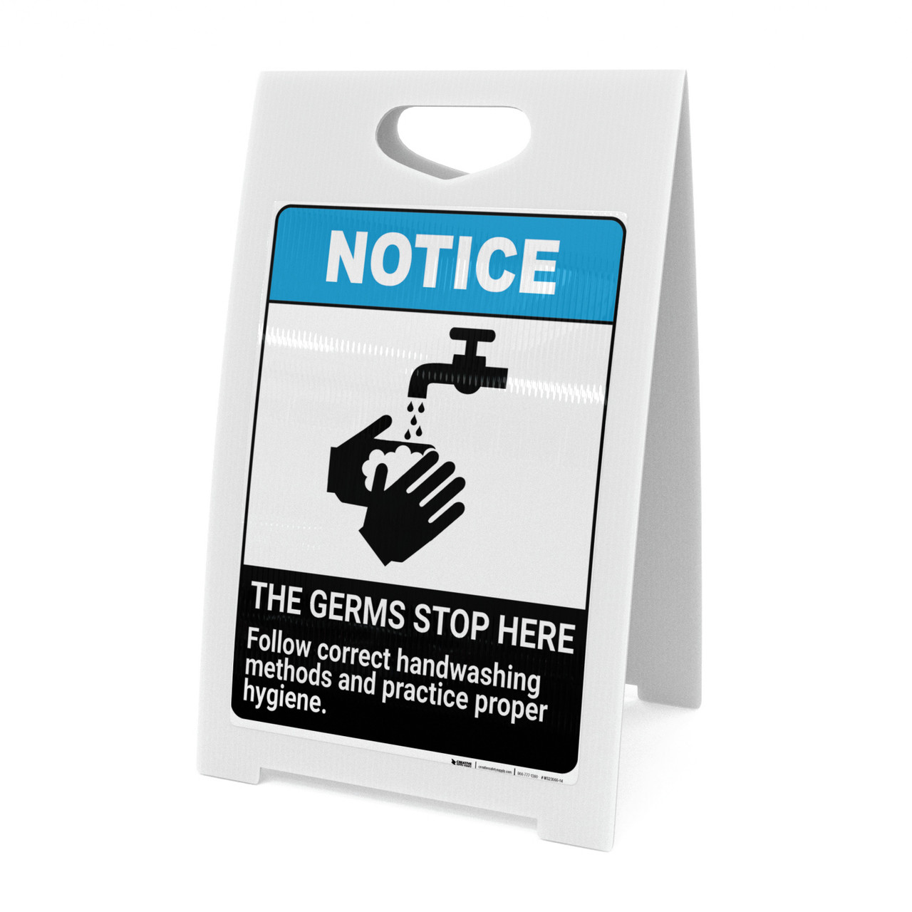 Notice: The Germs Stop Here - Handwashing and Proper Hygiene - A-Frame ...