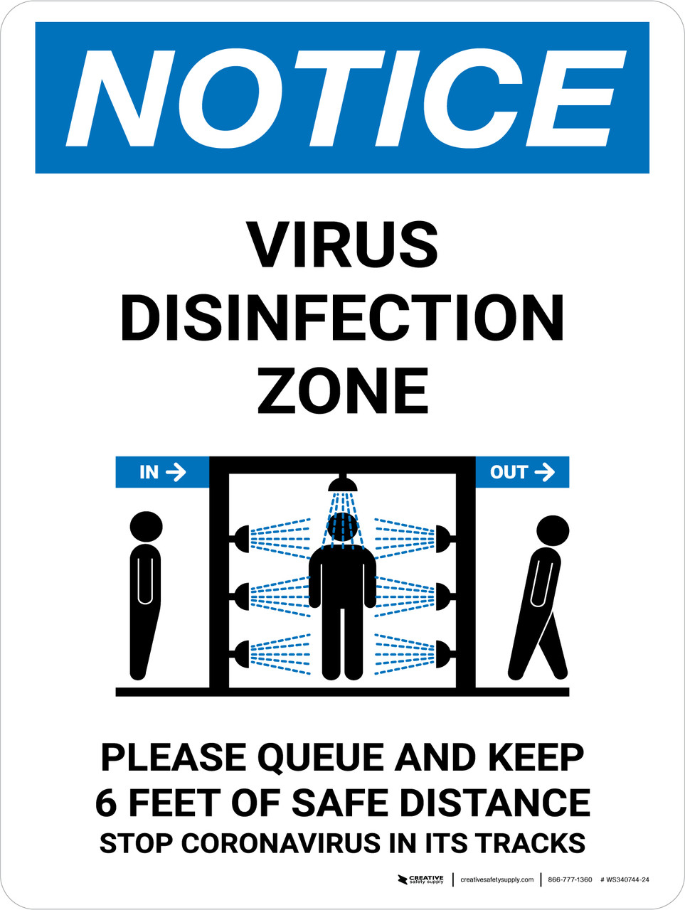 Notice: Virus Disinfection Zone with Icon Portrait - Wall Sign | 5S Today