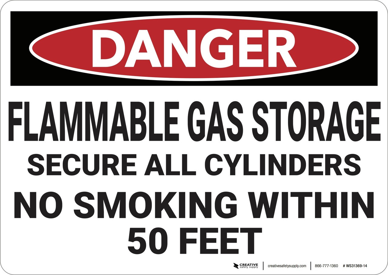 Danger: Flammable Gas Storage Secure Cylinders - Wall Sign | 5S Today