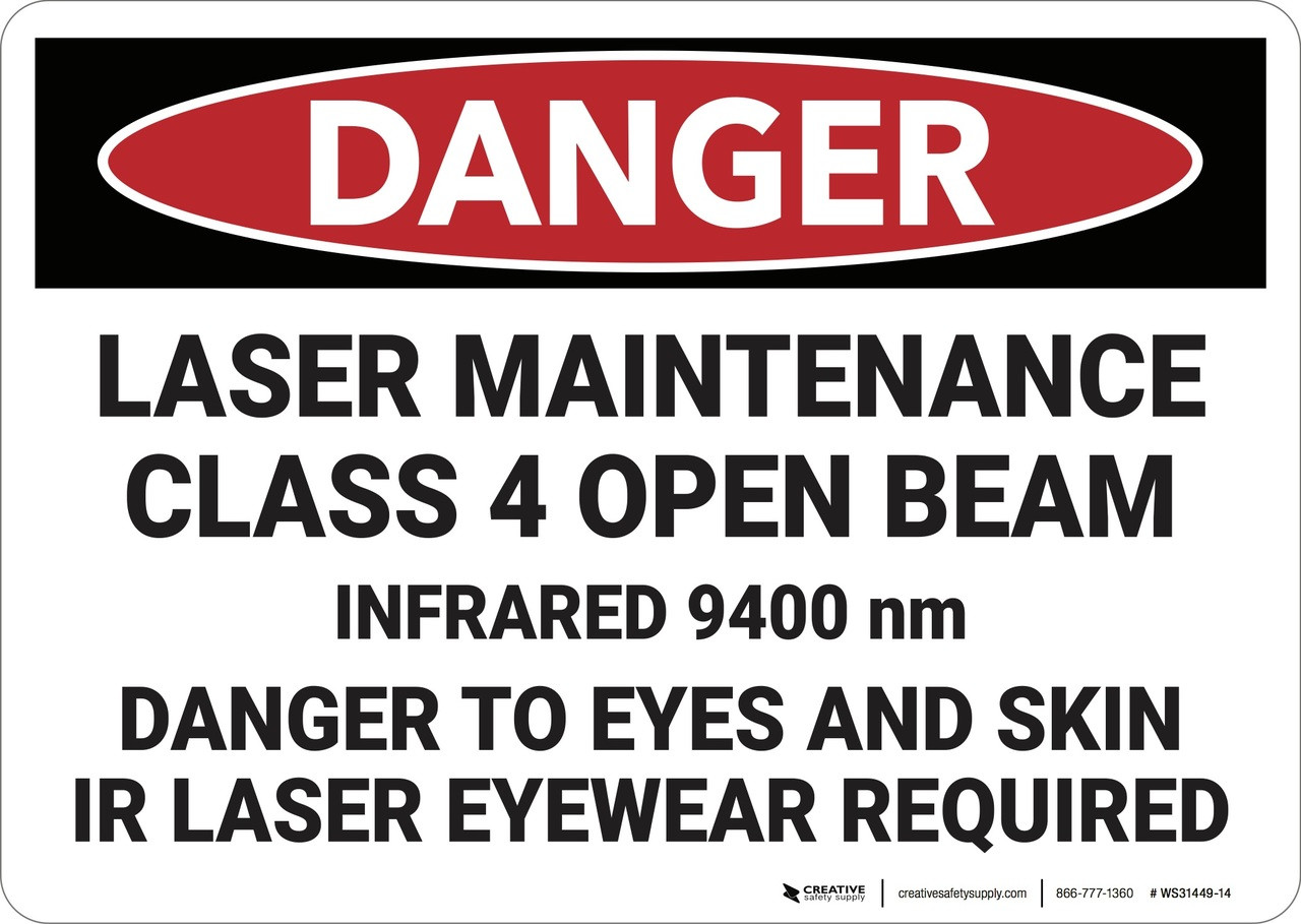 Danger: Laser Maintenance Class 4 Open Beam - Wall Sign | 5S Today