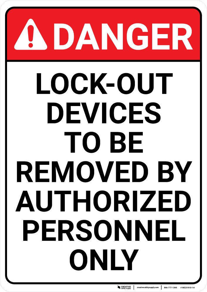 Danger: Lock Out Devices - Wall Sign | 5S Today