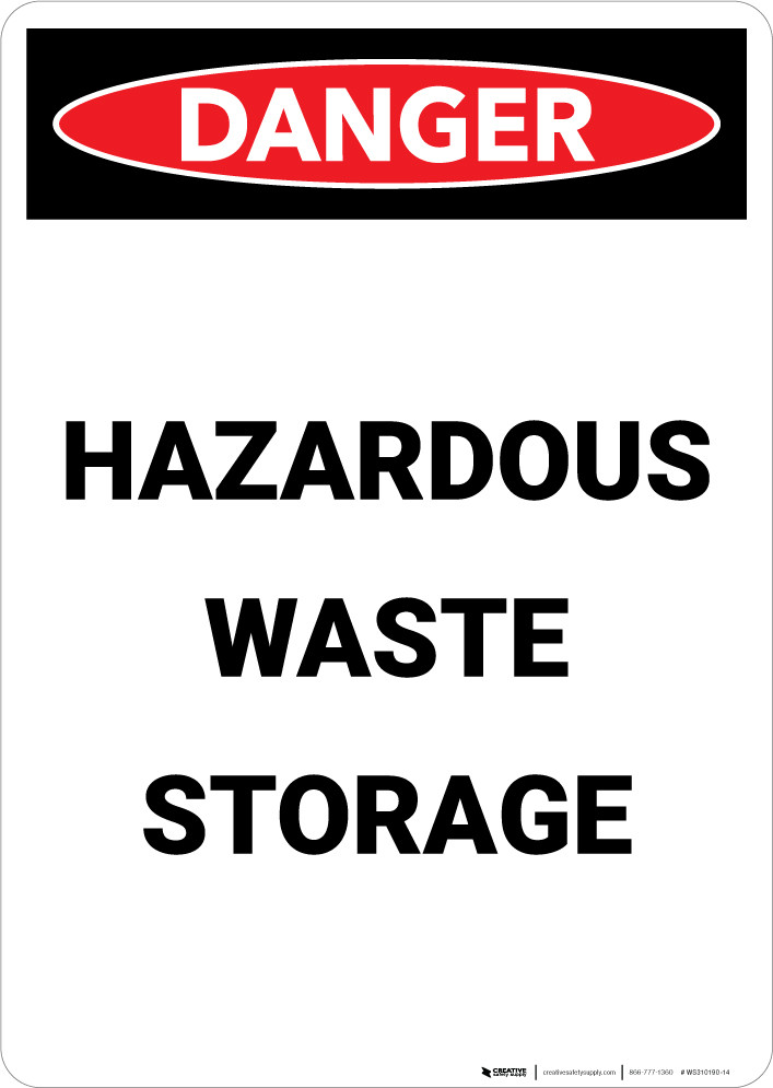Hazardous Waste Storage - Portrait Wall Sign | 5S Today