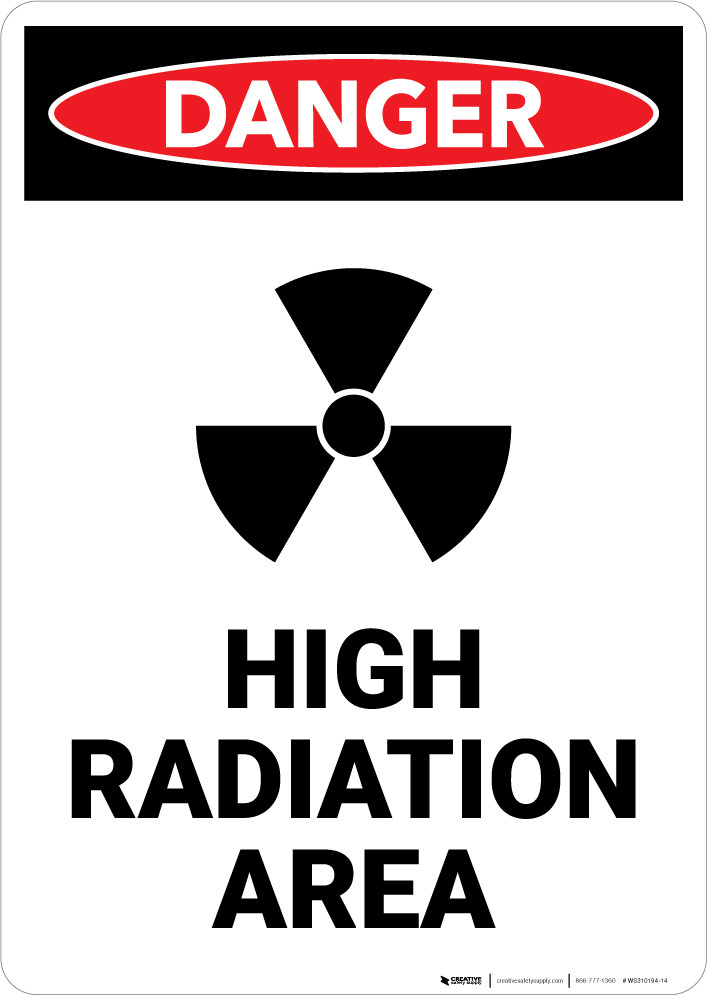 High Radiation Area with Icon - Portrait Wall Sign | 5S Today