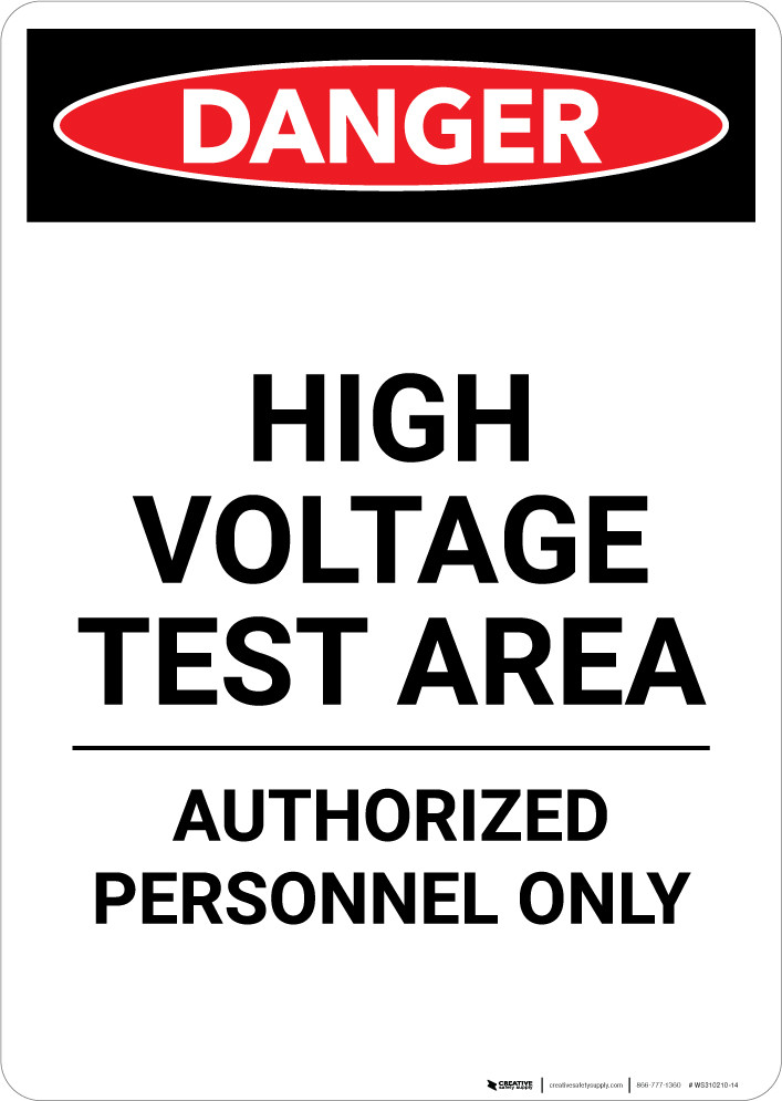 High Voltage Test Area - Portrait Wall Sign | 5S Today