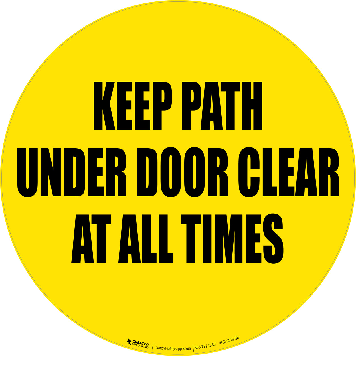 Keep Path Under Door Clear at All Times - Floor Sign | 5S Today