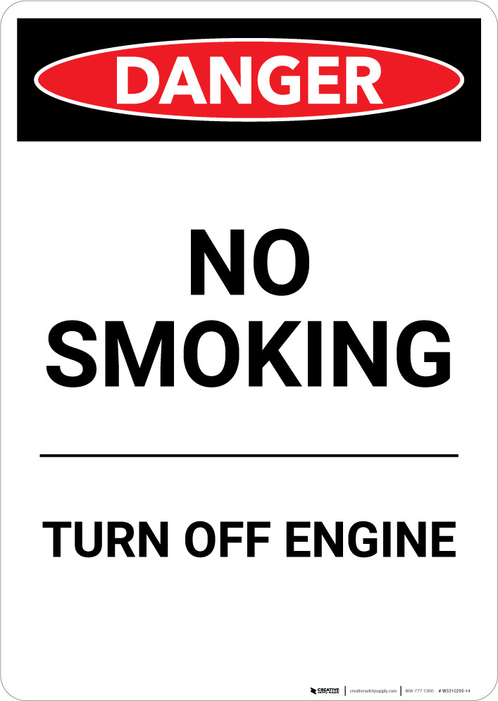 No Smoking Turn Off Engine - Portrait Wall Sign | 5S Today