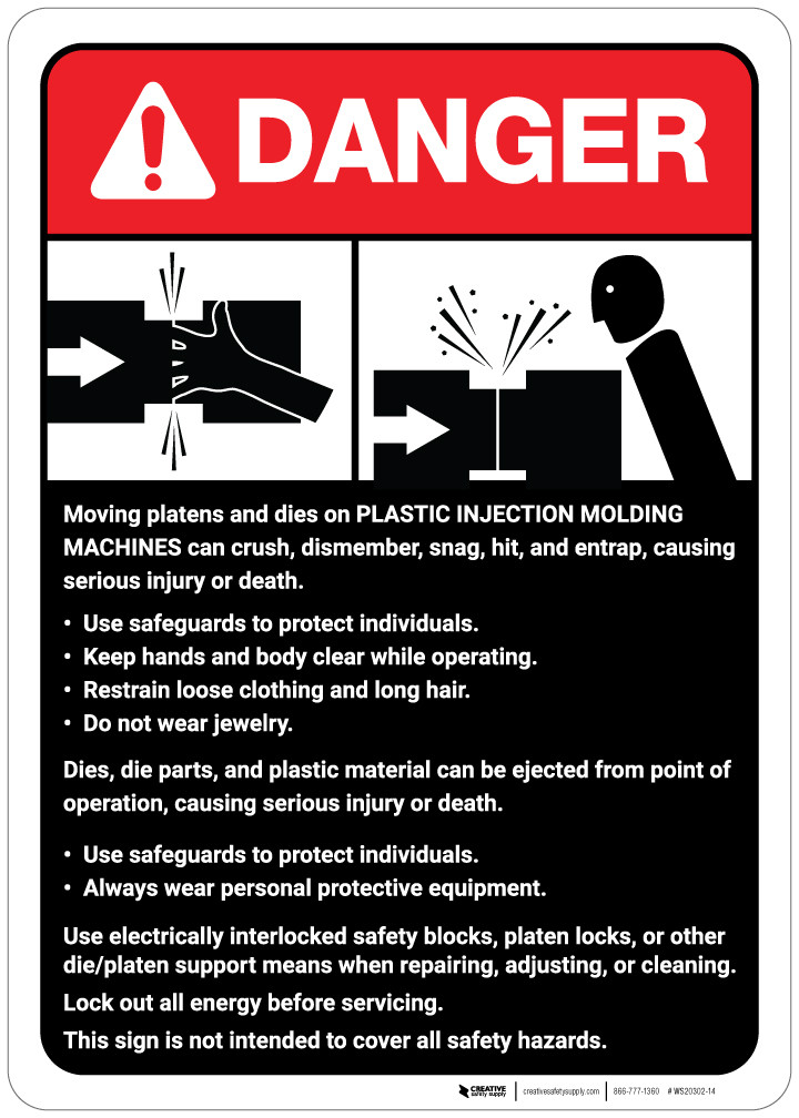 Danger: Plastic Injection Molding Machine Guidelines ANSI - Wall Sign ...