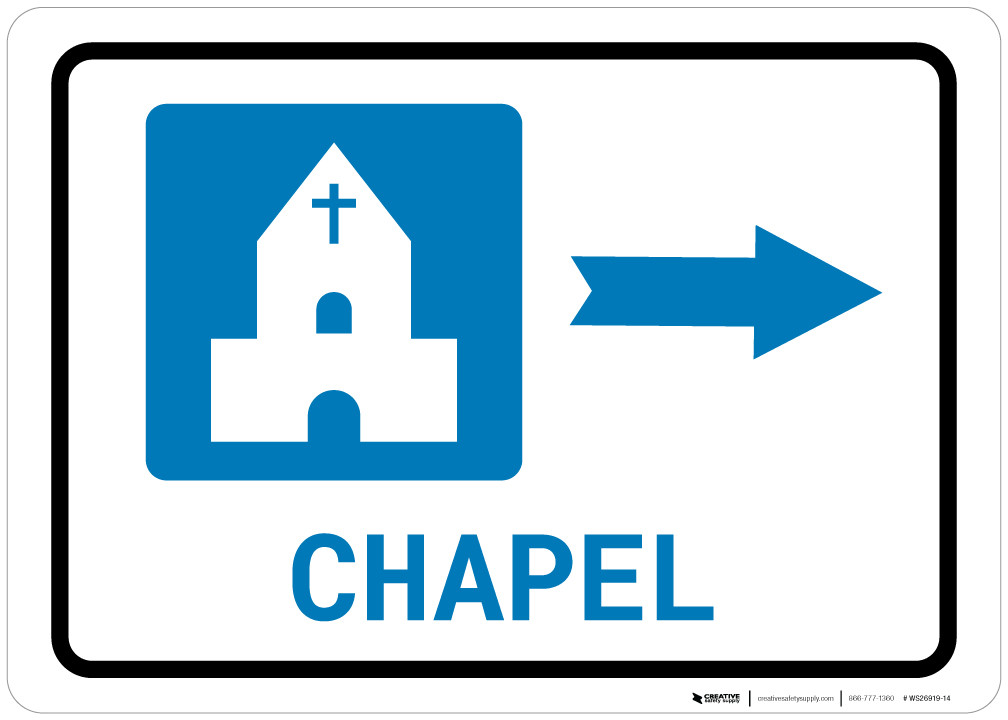 Chapel Right Arrow with Icon Landscape - Wall Sign | 5S Today