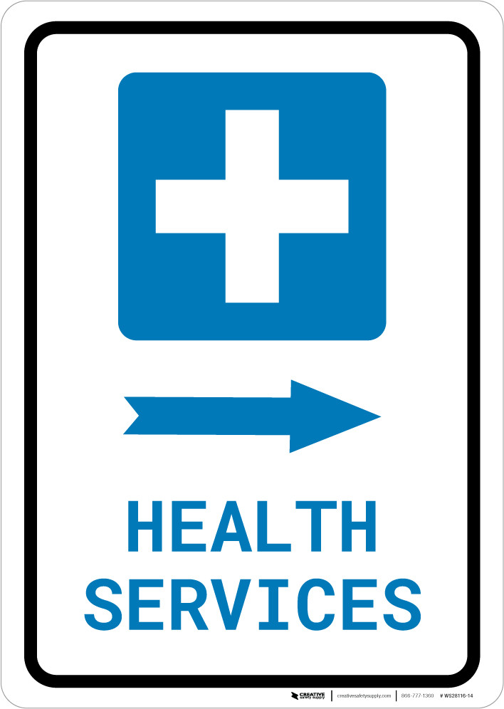 Health Services Right Arrow with Icon Portrait - Wall Sign | 5S Today