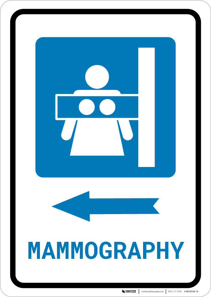 Mammography Left Arrow with Icon Portrait - Wall Sign | 5S Today
