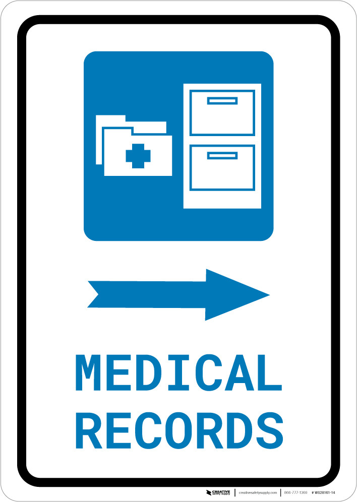 Medical Records Right Arrow with Icon Portrait - Wall Sign | 5S Today