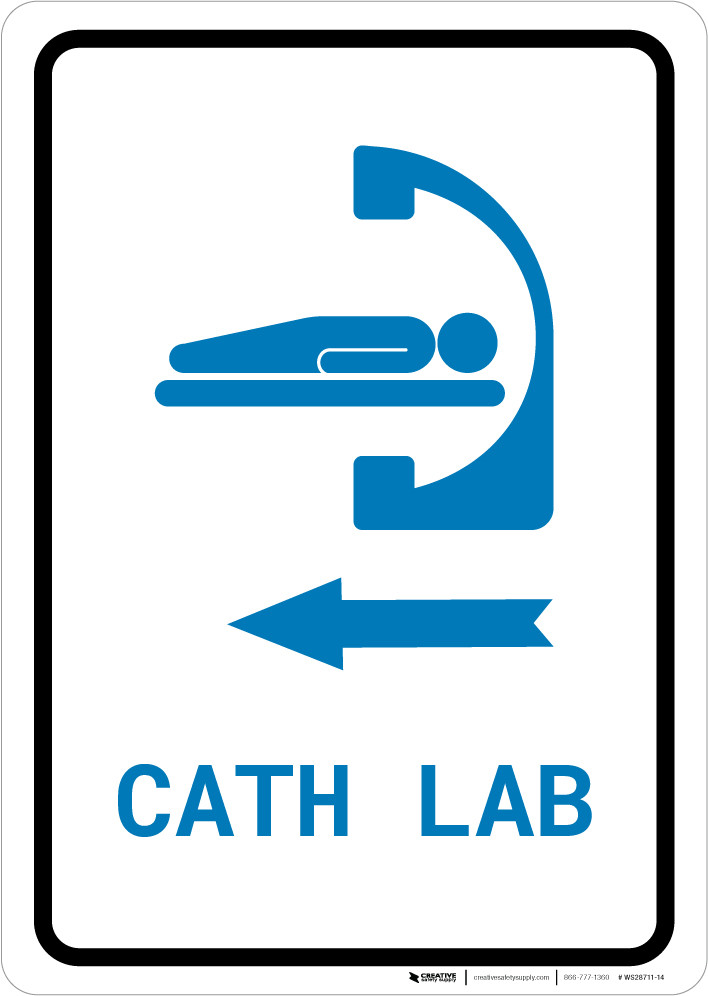 Cath Lab Left Arrow with Icon Portrait v2 - Wall Sign | 5S Today